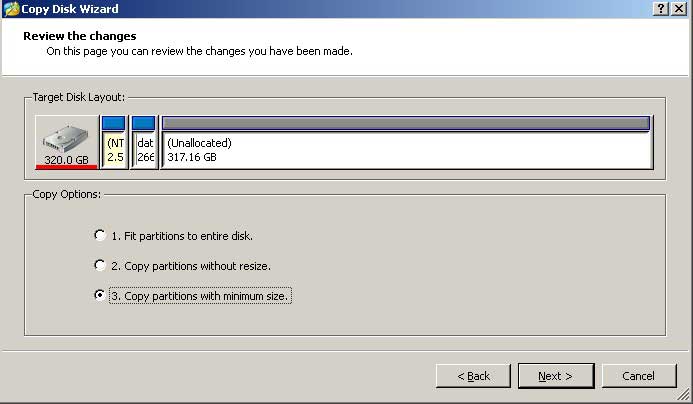 Disk/Partition Copy features of Partition Magic Server.