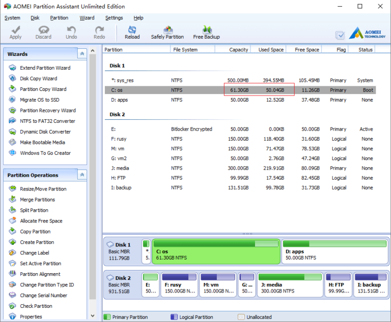 How to allocate free space to C drive?
