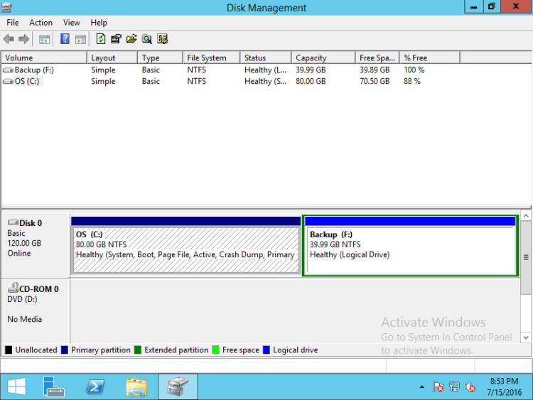 How to increase C drive space Windows Server 2012 R2 safely