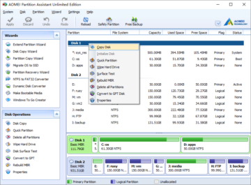Disk/Partition Copy features of Partition Magic Server.