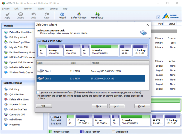 Disk/Partition Copy features of Partition Magic Server.