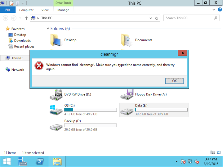 Enable And Install Disk Cleanup In Windows Server 2012 R2