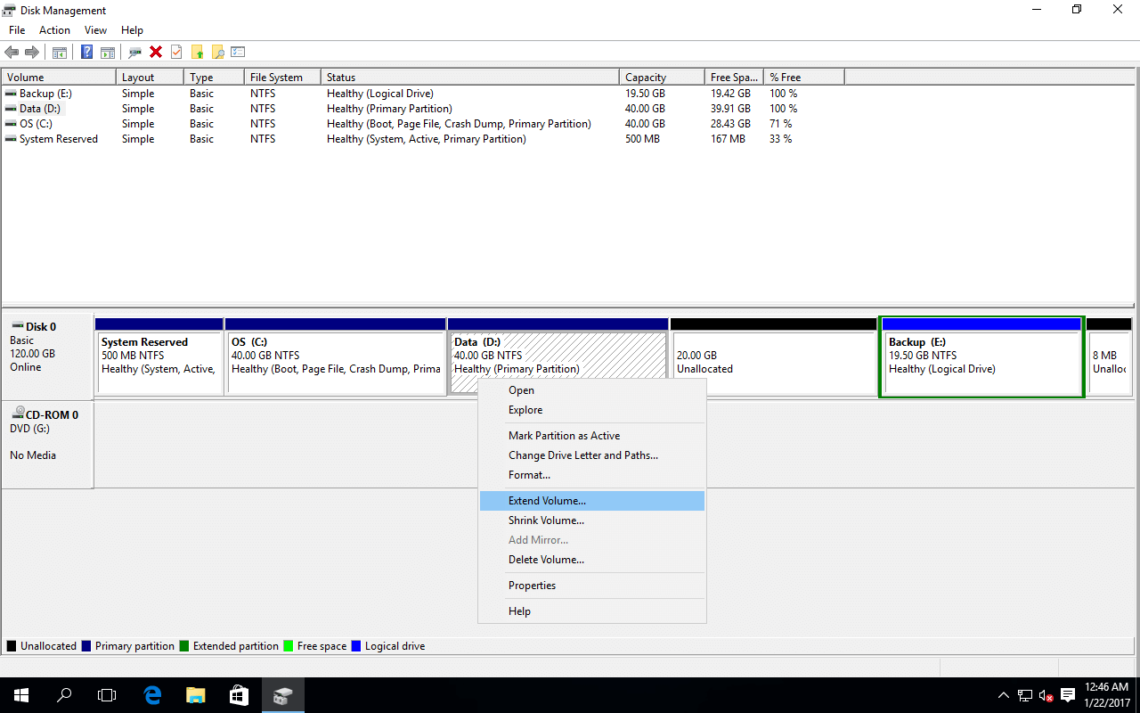 Easy Step to Extend System Partition on Windows Server 2016.