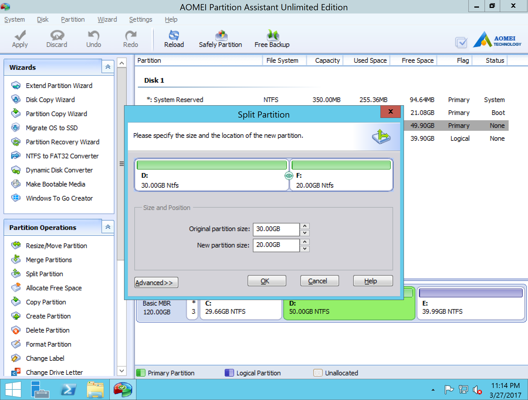 Guide to repartition hard drive in Windows Server 2012 (R2).