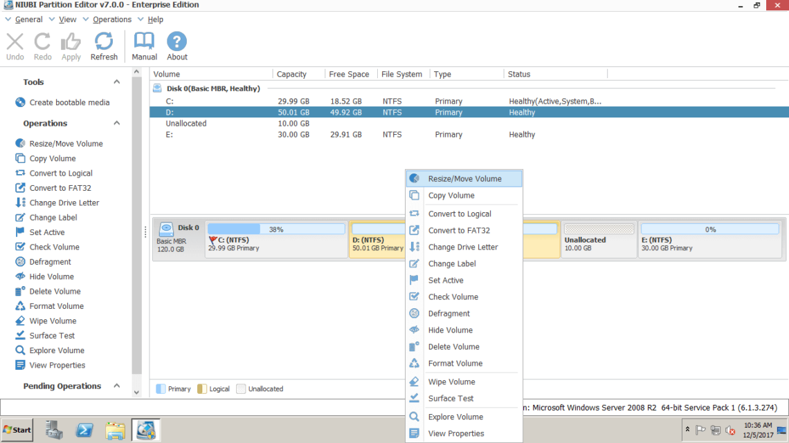 Move/Merge Unallocated space to C drive Windows Server 2008 Move/Merge Unallocated space to C drive Windows Server 2008
