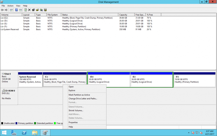 Cannot extend C drive in Windows Server 2012 R2 - how to fix