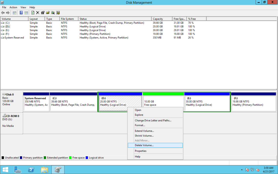Extend Volume greyed out in Windows Server 2012 r2? Solved!